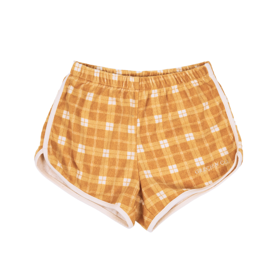Retro Shorts | Organic Cotton Terry - Buckwheat Plaid — GRECH & CO. B2C ...